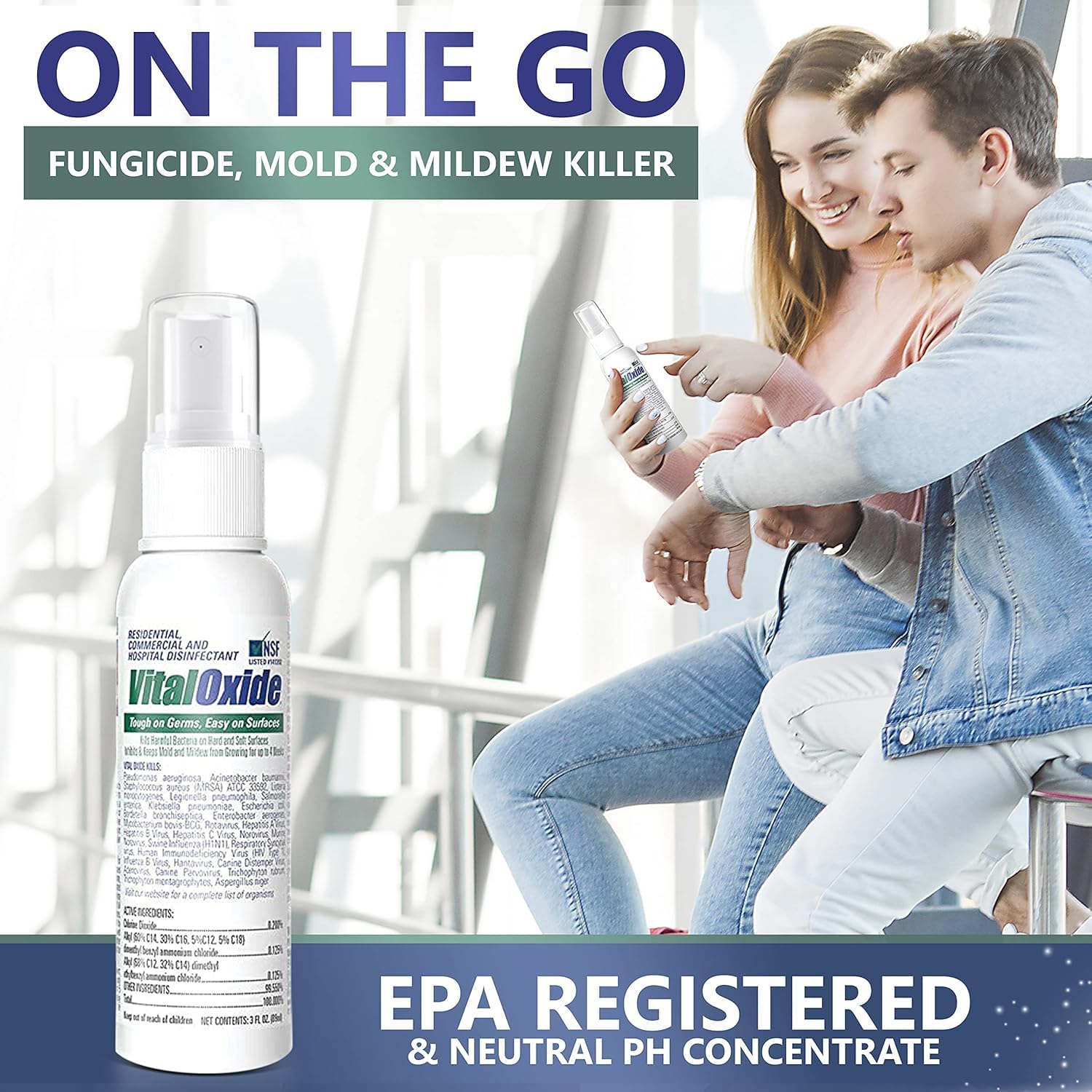 Vital Oxide Disinfectant, Deodorizer, Cleaner, Food-Contact Sanitizer, Virucide β (EPA registration #82972-1) β Kills Mold & Mildew, Eliminates Odors β 1 Gallon, 32 oz, & 3 oz