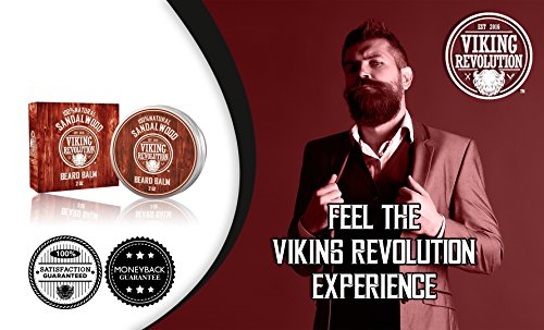 Viking Revolution Beard Balm with Sandalwood Scent and Argan & Jojoba Oils- Styles, Strengthens & Softens Beards & Mustaches - Leave in Conditioner Wax for Men (1 Pack)