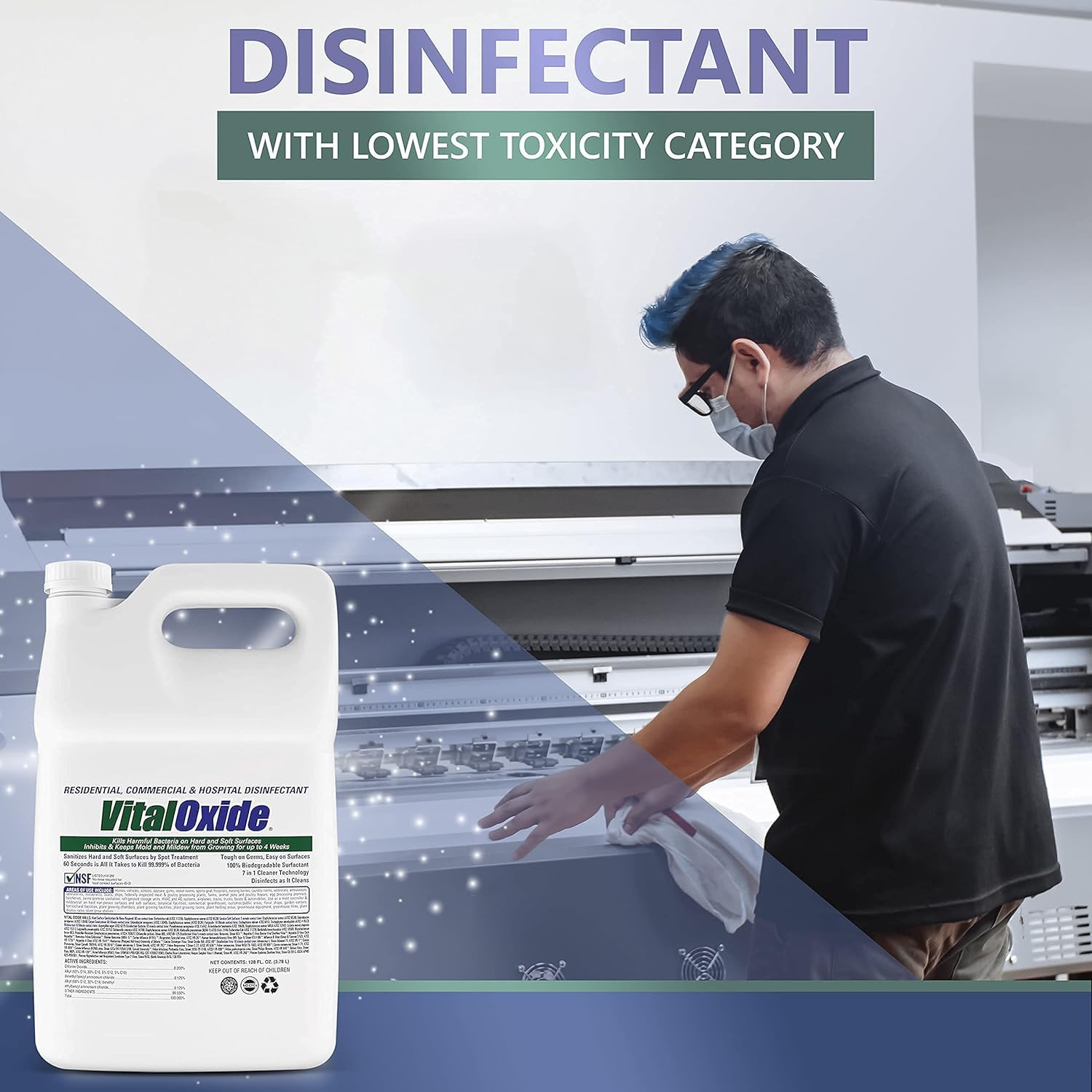 Vital Oxide Disinfectant, Deodorizer, Cleaner, Food-Contact Sanitizer, Virucide β (EPA registration #82972-1) β Kills Mold & Mildew, Eliminates Odors β 1 Gallon, 32 oz, & 3 oz
