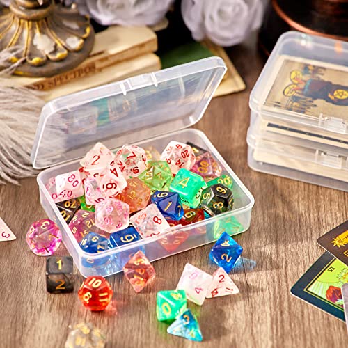 Qeirudu 24 Pcs Mixed Sizes Rectangle Mini Plastic Containers - 4 Mixed Small Craft Storage Boxes with Hinged Lids Clear Bead Organizer for Jewelry Findings, Office Supplies and Game Pieces