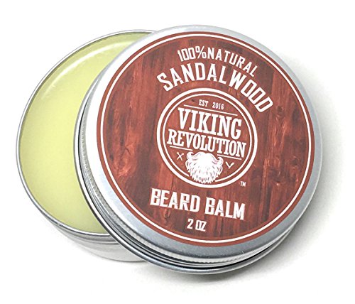 Viking Revolution Beard Balm with Sandalwood Scent and Argan & Jojoba Oils- Styles, Strengthens & Softens Beards & Mustaches - Leave in Conditioner Wax for Men (1 Pack)
