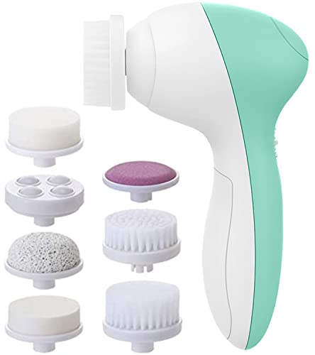 Facial Cleansing Brush | Face Scrubber Exfoliator Wash Cleansing Exfoliating Powered Electric Brushes Spin Cleanser Cleaning Scrub Oily Mixed Normal Dry Skin Including 7 Heads (Opal)