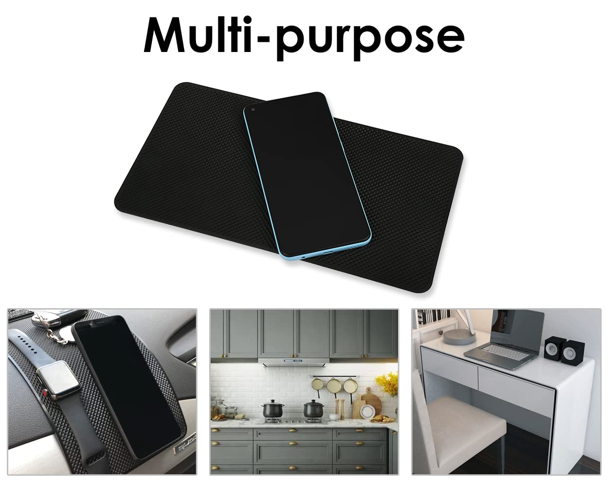 DS. DISTINCTIVE STYLE Car Dashboard Mat 10.5x5.9 Inches Extra Large Non-Slip Sticky Pad Anti Slip Mat Adhesive Mat for Phones, Glasses, Keys