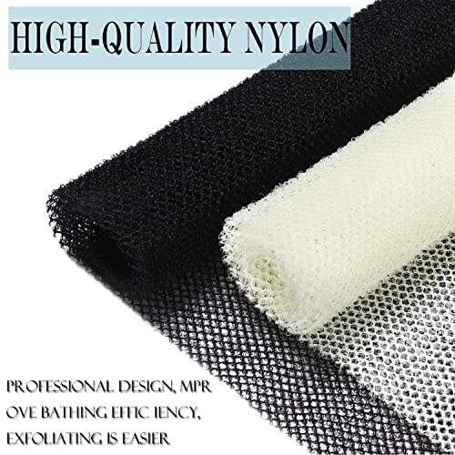 African Exfoliating Net,JASSINS African Sponge Net,Body Exfoliating Long Net Shower Body Scrubber Back Scrubber Skin Smoother (Black + Beige)
