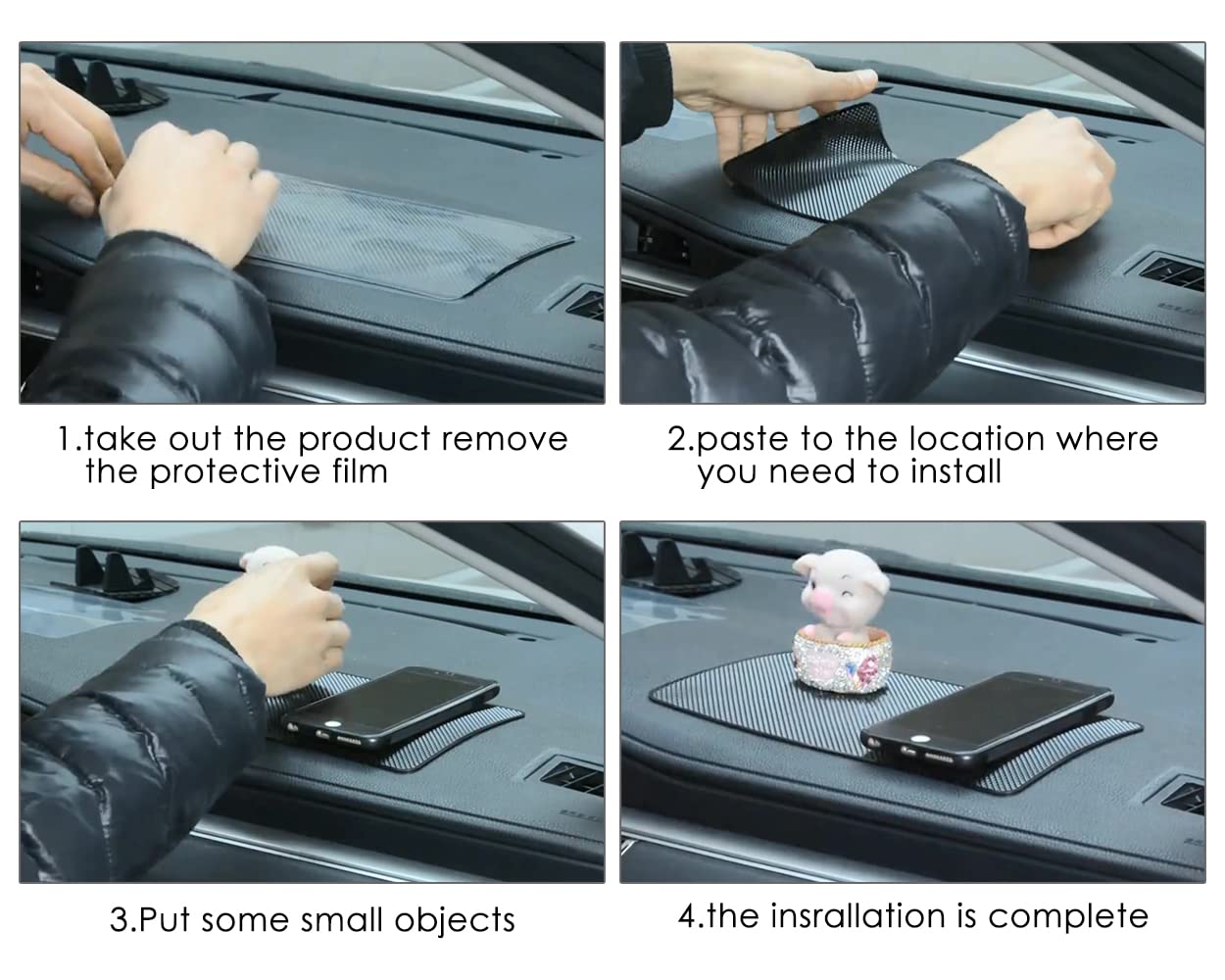 DS. DISTINCTIVE STYLE Car Dashboard Mat 10.5x5.9 Inches Extra Large Non-Slip Sticky Pad Anti Slip Mat Adhesive Mat for Phones, Glasses, Keys