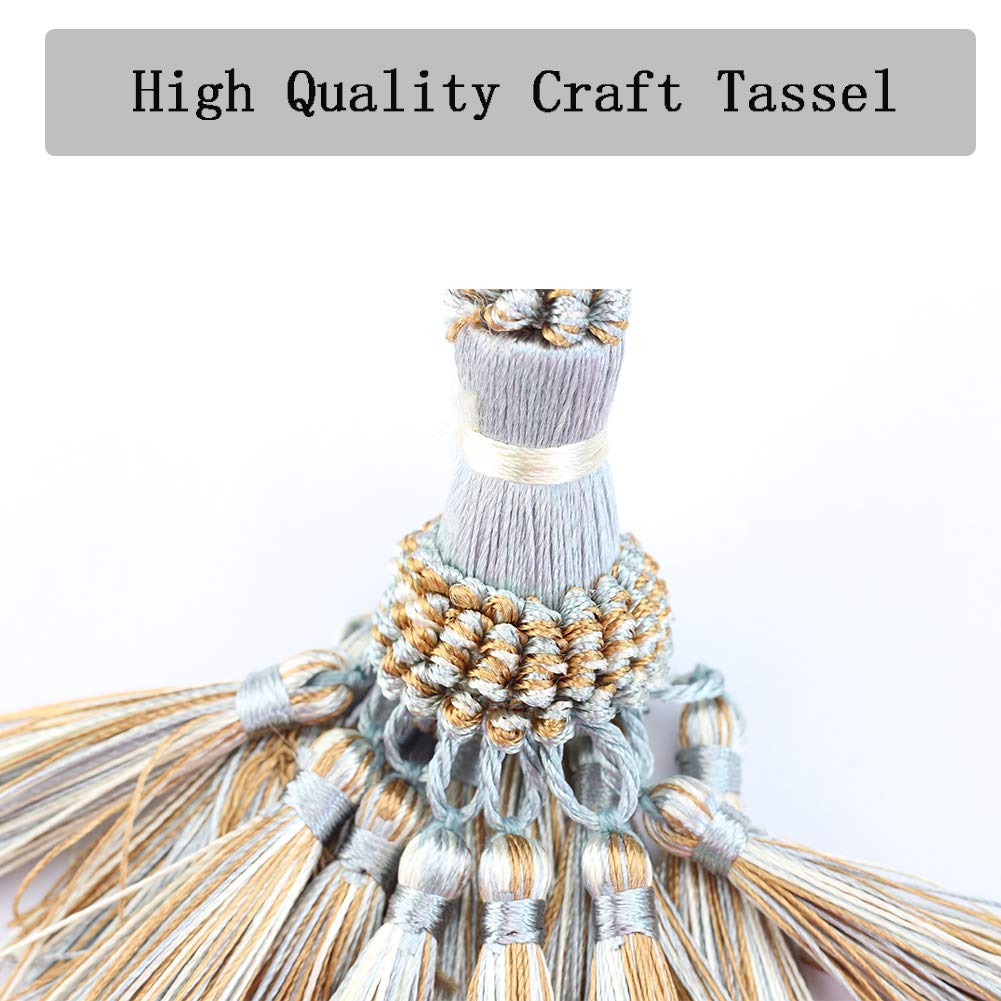 BEL AVENIR Set of 4 Tassel for Craft Elegant Polyester Tassels for Pillow Key Tassel DIY Accessories for Curtain and Home Decor- Blue
