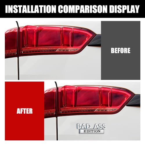Hawyet 1 PC Car Fender Badge Sticker, 3.93" x 1.33" Bad Ass Edition Zinc Alloy 3D Engine Hood Decal, Universal Body Decoration Modification Accessory, Suitable for Most Car Models (Silver & Black)