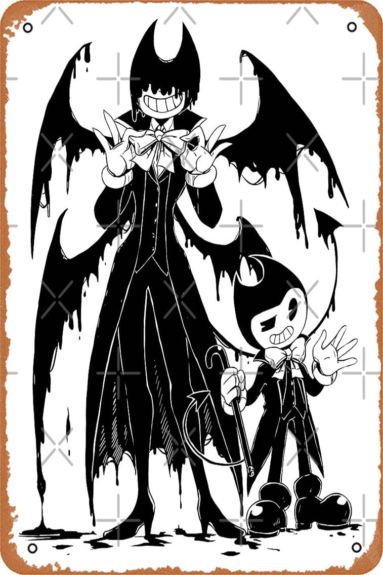 Bendy And Demon Poster Vintage Retro Metal Sign 8x12 Inch Man Cave Home Wall Decor