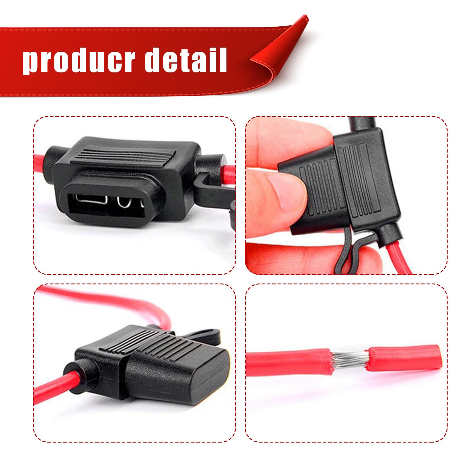 ZKFAR Pack-10 Car Fuse Holder Kit, 12AWG Waterproof Fuse Box with Blade Fuse, Durable Automobile Accessories, Universal for Most Cars, Trucks and Vans (Black)