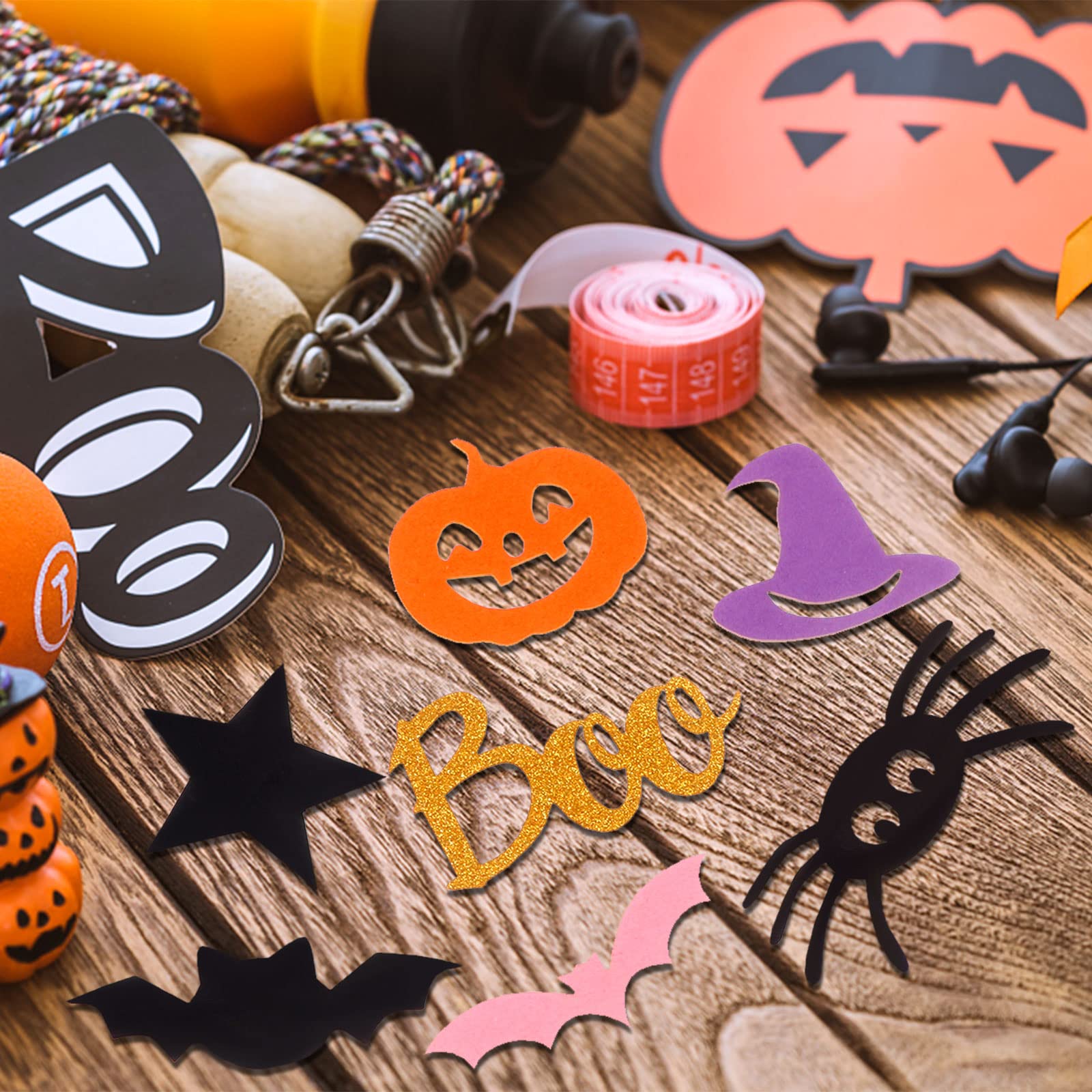 Halloween Bat Ghost Confetti Sprinkles Bats Spider Pumpkin Confetti Table Scatter Witches Spider Webs Five-Pointed Star Halloween Party Decorations Confetti for Halloween Party Favors
