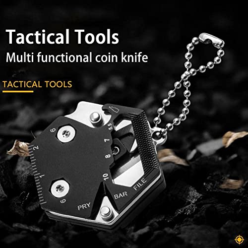 Keychain Screwdriver Multifunctional Hexagon Coin Outdoor EDC Tool Hexagon Folding Pocket Coin Gear Knife Pee Fold Coltello Mini