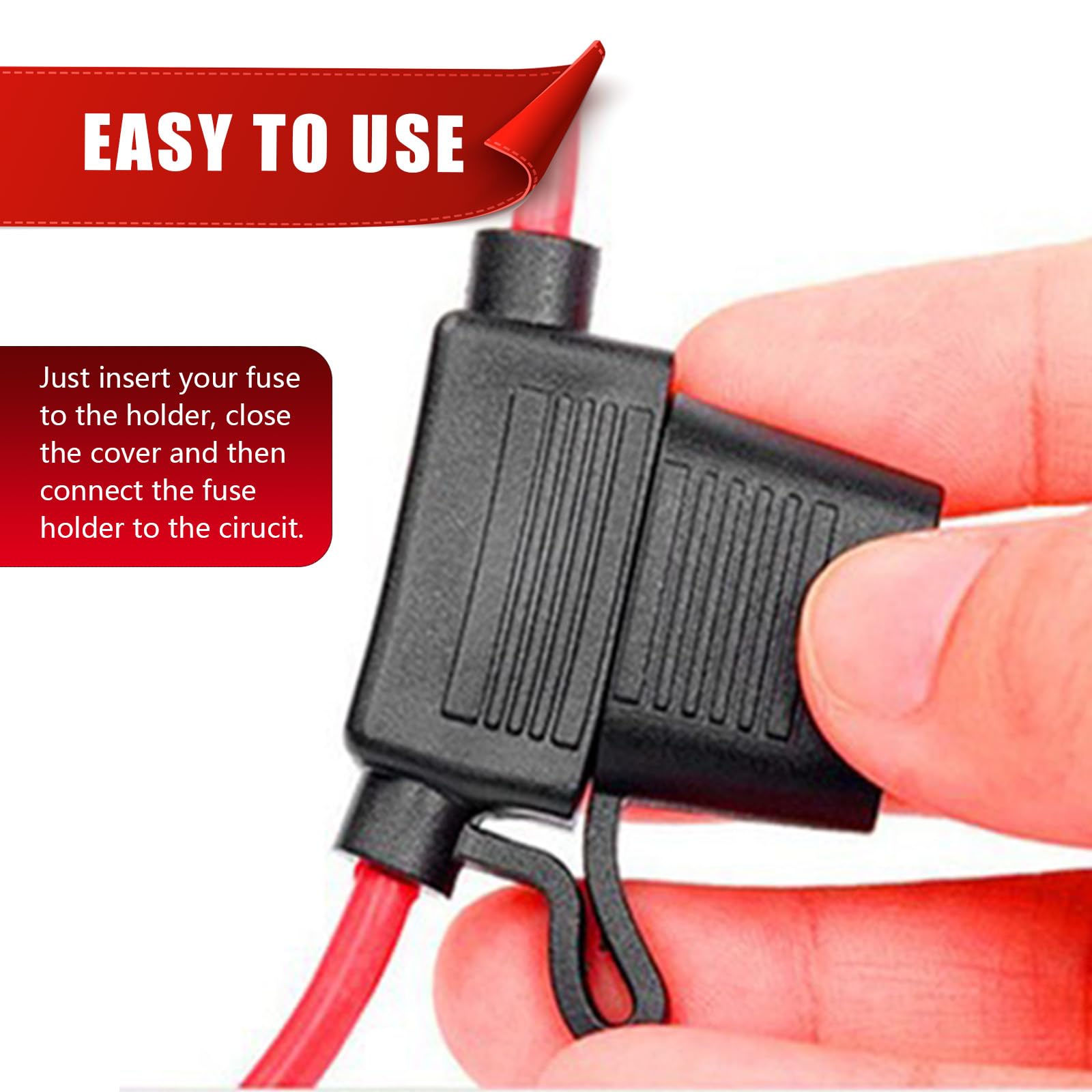 ZKFAR Pack-10 Car Fuse Holder Kit, 12AWG Waterproof Fuse Box with Blade Fuse, Durable Automobile Accessories, Universal for Most Cars, Trucks and Vans (Black)