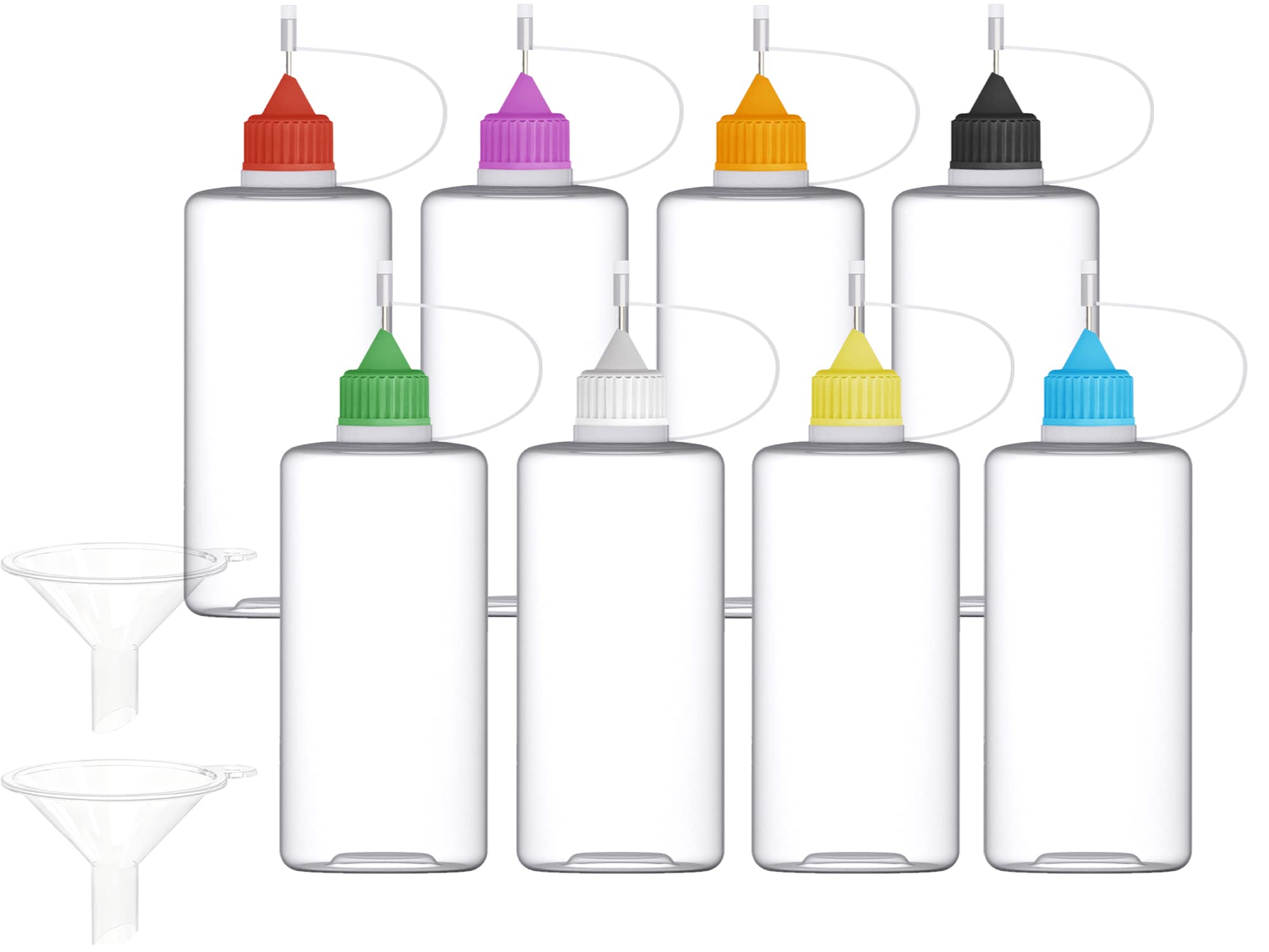 WANBAO 6 Pcs 2 Ounce Needle Tip Glue Bottle, Tip Applicator Bottle, for Glue,Liquid,Oil, DIY crafts Etc, Multi-Color.