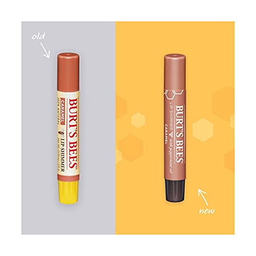 Burt's Bees Lip Balm Easter Basket Stuffers, Moisturizing Lip Shimmer Spring Gift for Women, for All Day Hydration, with Vitamin E & Coconut Oil, 100% Natural, Caramel, 0.09 Ounce (4 Pack)