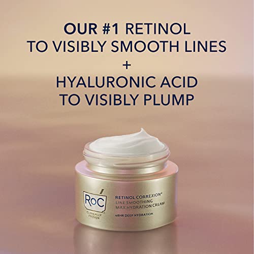 RoC Retinol Correxion Max Daily Hydration Anti-Aging Daily Face Moisturizer with Hyaluronic Acid, Oil Free Skin Care Cream for Fine Lines, Dark Spots, Post-Acne Scars, 1.7 oz (Packaging May Vary)