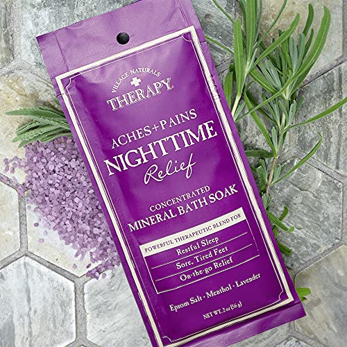 Village Naturals Therapy, Mineral Bath Soak, Aches & Pains Nighttime Relief, 2 Oz, Pack of 12