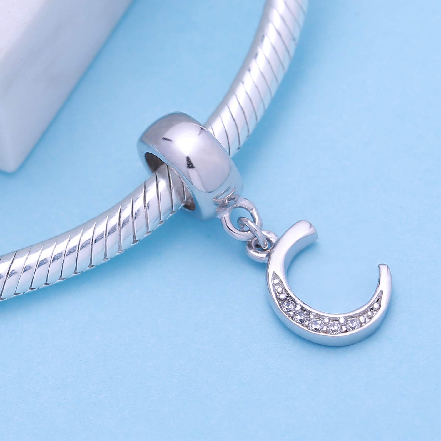 SOUKISS Letter C Charm Sterling Silver 925 Initial A-z Alphabet Beads Name Charm for Bracelet Charms