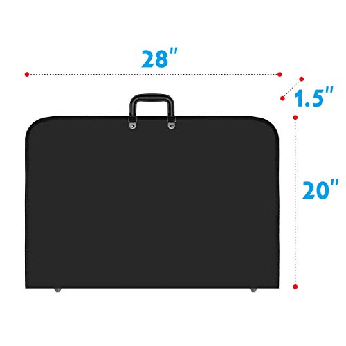 Black Spill-Resistant Art Artist Portfolio Sketching Supplies Case A2 Size with Reinforcing Plate & Shoulder Strap for Students, Designers. (28β x20βx1.5β)