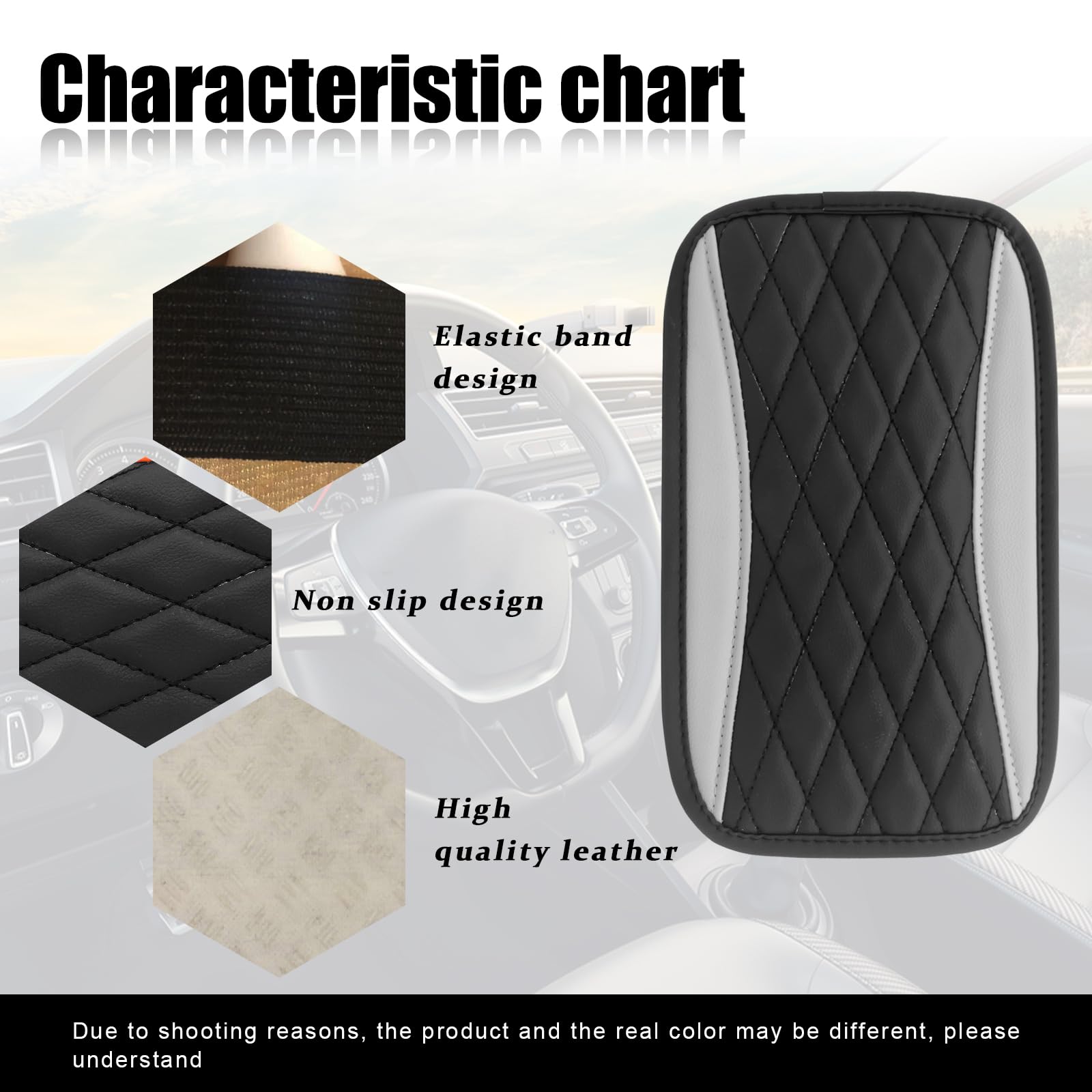 Car Center Console Cushion Pad Accessories Interior Protection Universal Leather Waterproof and Anti-scratch Armrest Seat Box Cover Profector for Most Car SUV Vehicle (Grey)