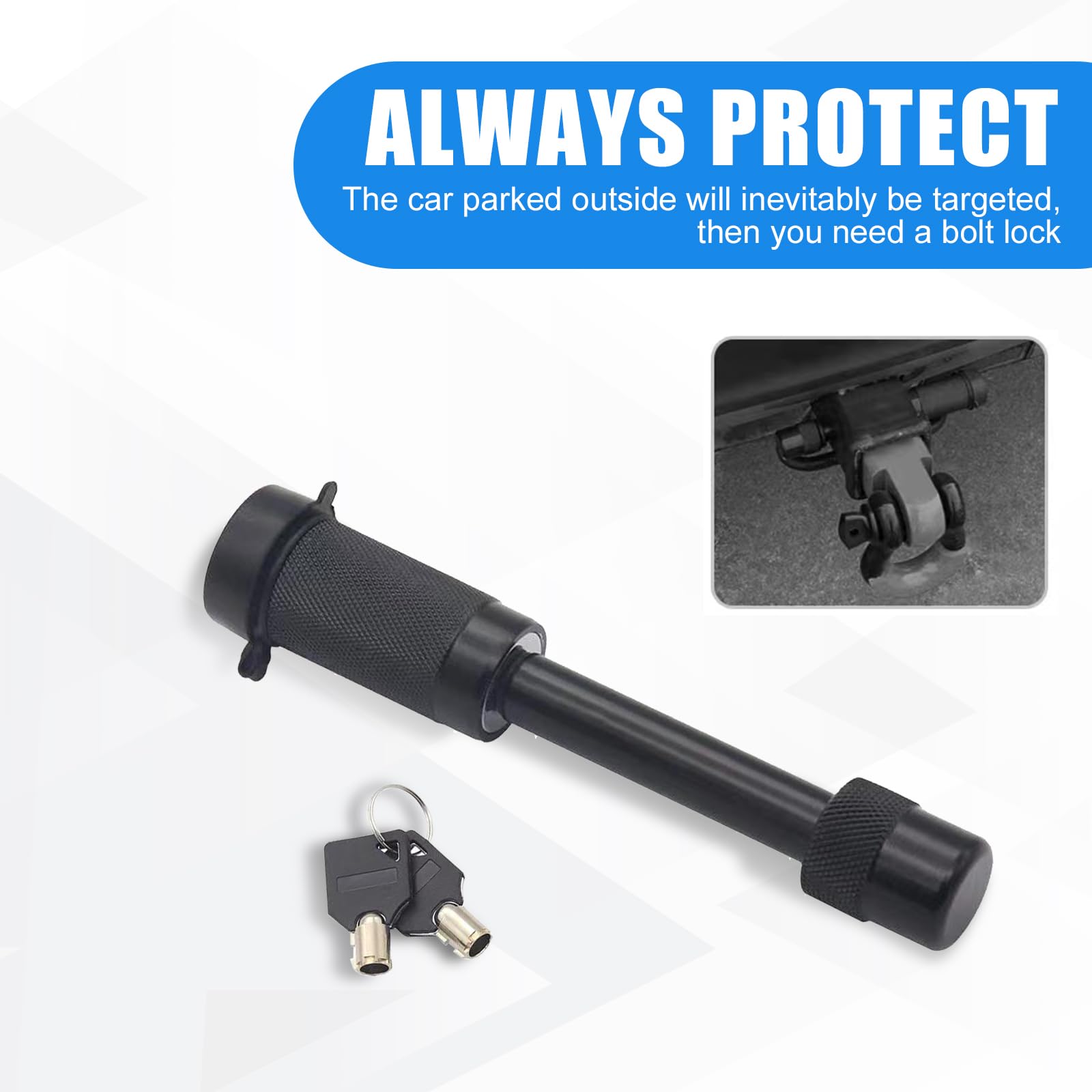 ZBGUN 1 PC Car Hitch Lock with Locking Keys, 6.7In Waterproof Durable Metal Vehicle Tow Receiver Hitch Lock Pin, Universal Anti-Theft Weatherproof RV Trailer Receiver Lock Accessories (Black)