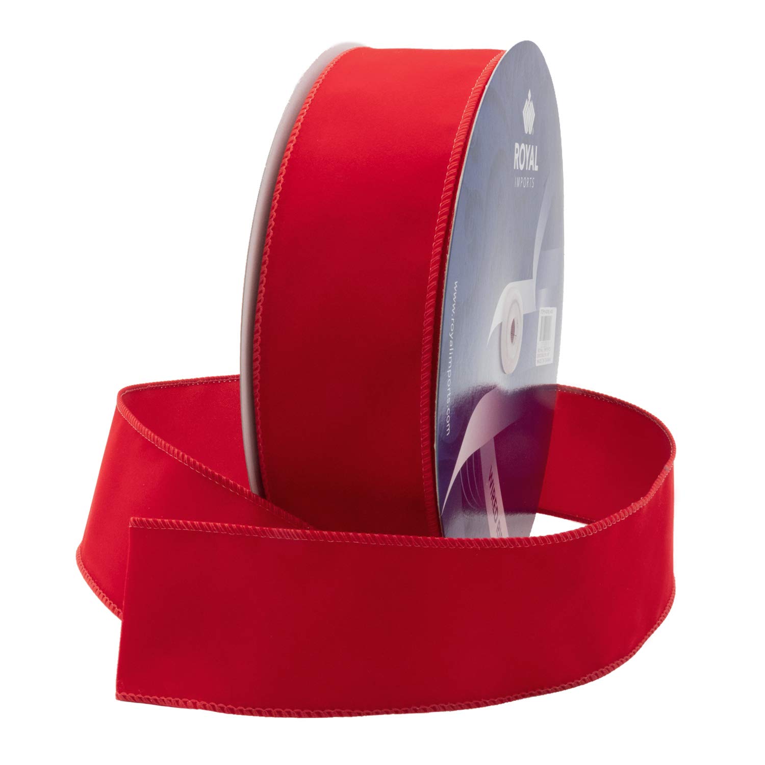 Royal Imports Wired Traditional Red Christmas Waterproof Ribbon, Floral & Craft Decor - 2.5" (#40) - 50 Yd (150') - Red w Red Edge