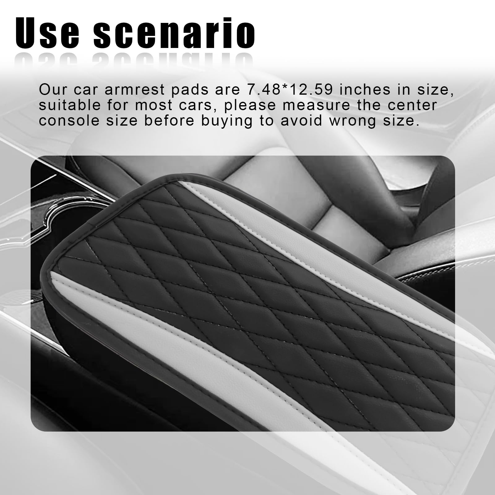 Car Center Console Cushion Pad Accessories Interior Protection Universal Leather Waterproof and Anti-scratch Armrest Seat Box Cover Profector for Most Car SUV Vehicle (Grey)