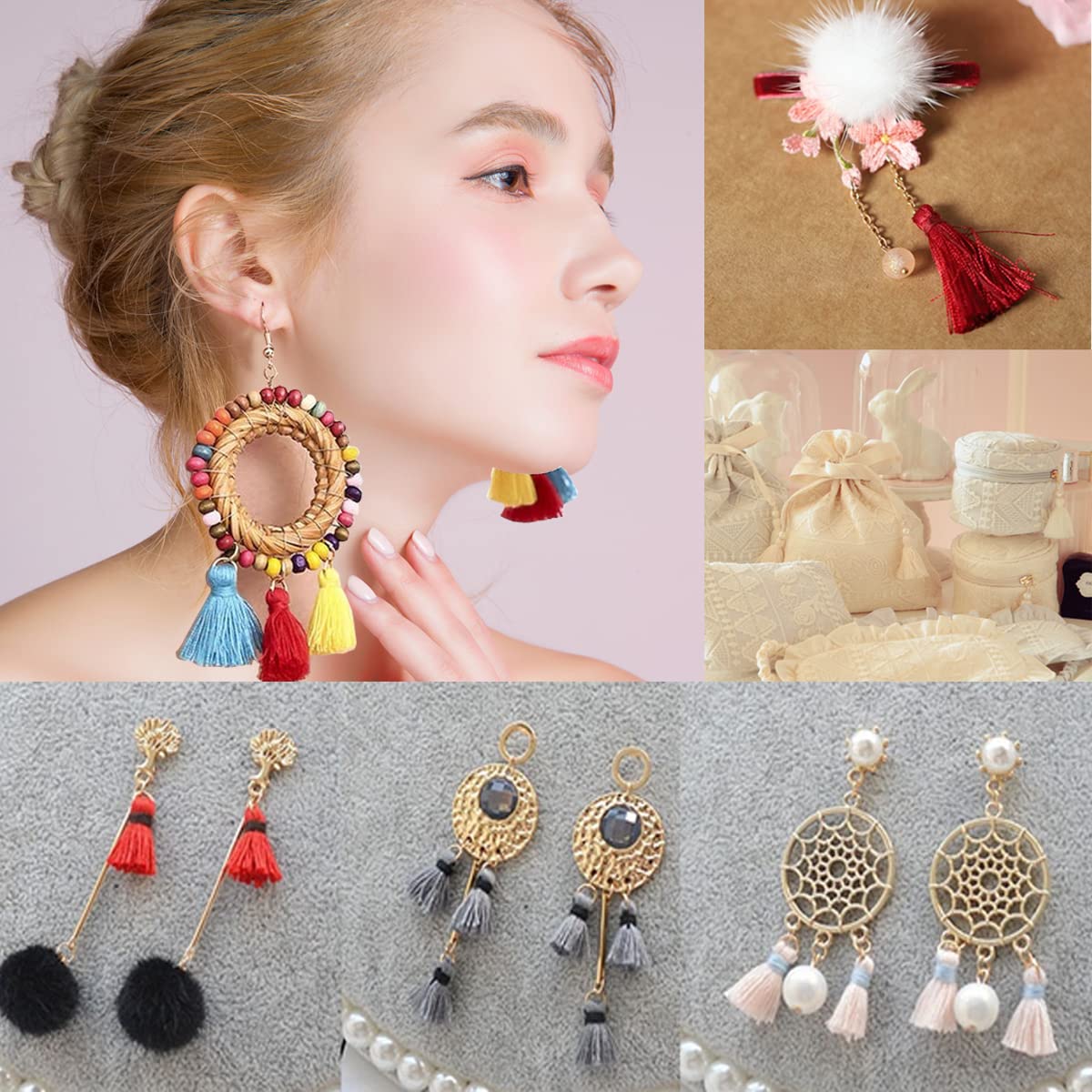 TIHOOD 200PCS Mini Tassel Kit Tiny Craft Tassel 1.2 Inch Handmade Soft Craft with Golden Jump Ring for Earring Jewelry Making, DIY Projects, Making Garland Keychain, Bookmarks, 20 Colors