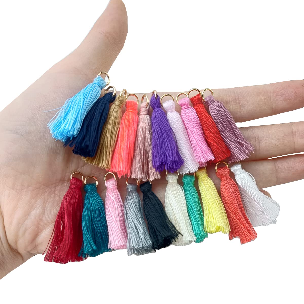 TIHOOD 200PCS Mini Tassel Kit Tiny Craft Tassel 1.2 Inch Handmade Soft Craft with Golden Jump Ring for Earring Jewelry Making, DIY Projects, Making Garland Keychain, Bookmarks, 20 Colors