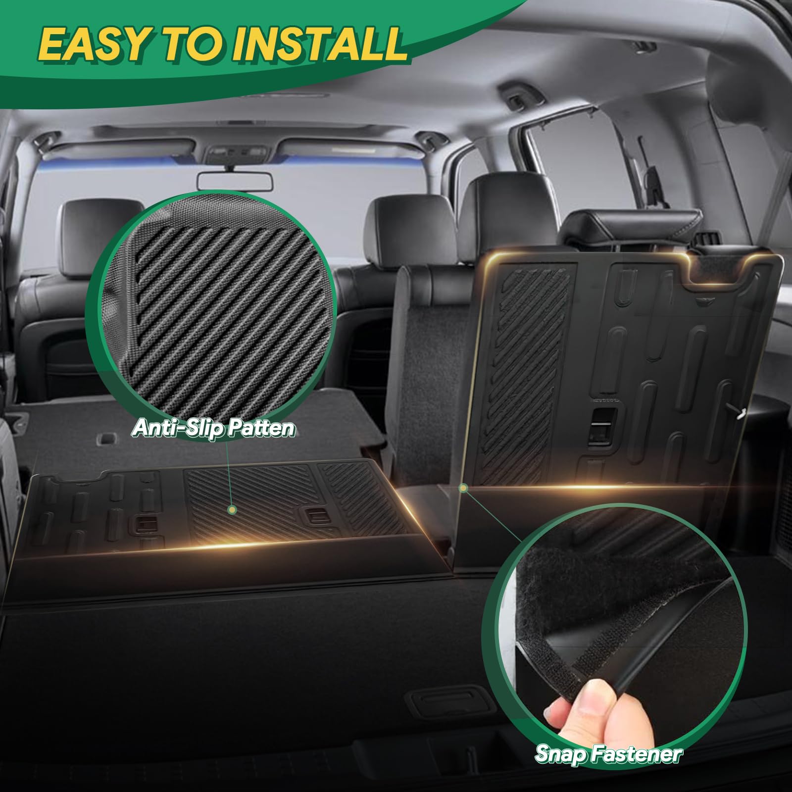 Navoroge Trunk and Seatback Mats for 2021 2022 2023 2024 Ford Bronco 4-Door, All-Weather Waterproof Cargo Trunk Mat Backrest Mat Bronco Interior Accessories