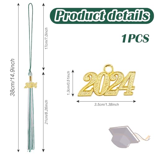 2024 Graduation Tassel for Cap - Class of 2024 Charm Ceremonies Accessories, Gown Decoration Cord for Graduates - Green and White
