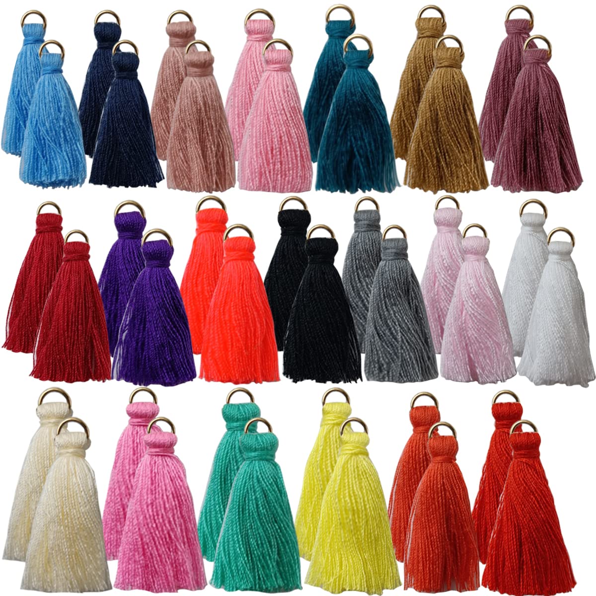 TIHOOD 200PCS Mini Tassel Kit Tiny Craft Tassel 1.2 Inch Handmade Soft Craft with Golden Jump Ring for Earring Jewelry Making, DIY Projects, Making Garland Keychain, Bookmarks, 20 Colors