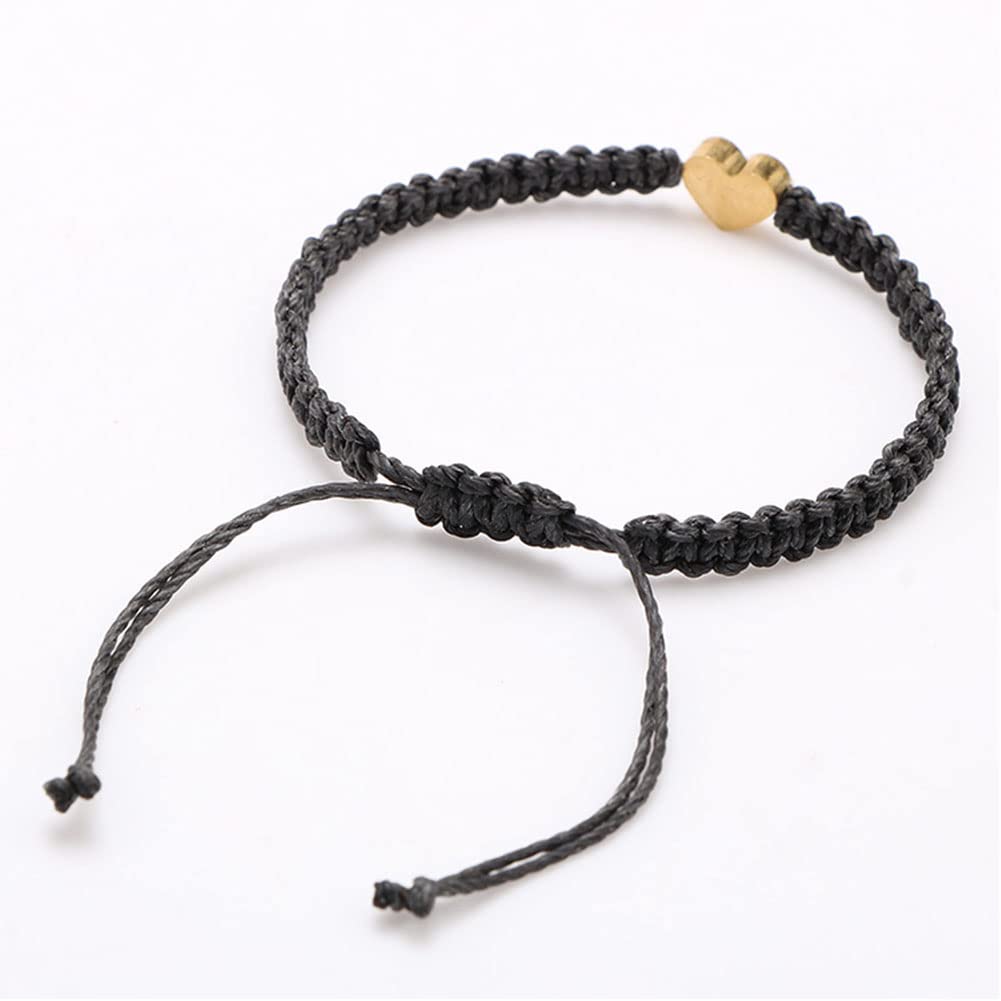 JczR.Y C Braided Rope Letter Bracelet Initial Letter Heart Bracelet Charm For Women Handmade Adjustable Alphabet Link Wristband Jewelry(C)