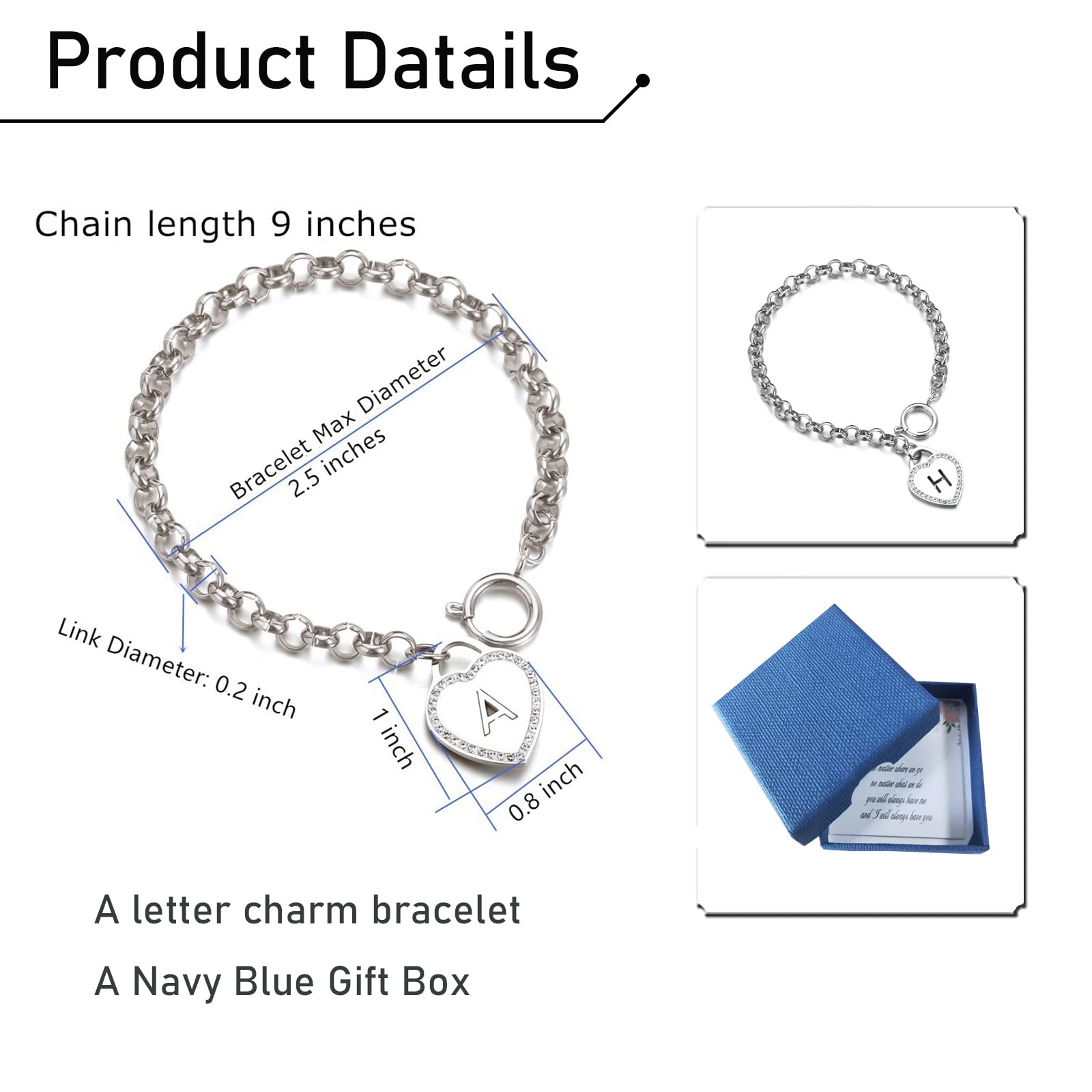 CaleesLLC C Letter Initial Charm Bracelet with Stainless Steel Material Is A Personalized Initial Bracelet on The Wrist for Women