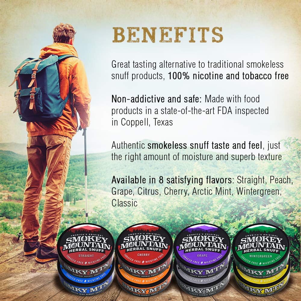 Smokey Mountain Herbal Long Cut – Straight – 1 Can - Tobacco Free and Nicotine Free Snuff