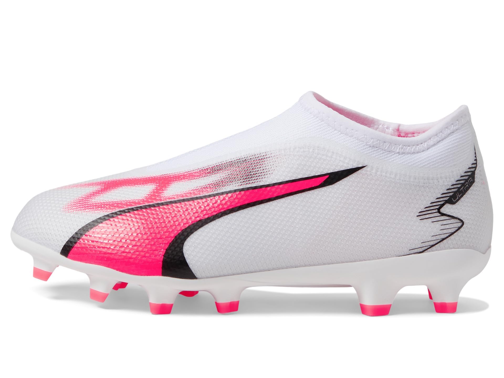 PUMA Ultra Match Laceless Firm Ground/Artificial Ground (Toddler/Little Kid/Big Kid) Puma White/Puma Black/Fire Orchid 5.5 Big Kid M