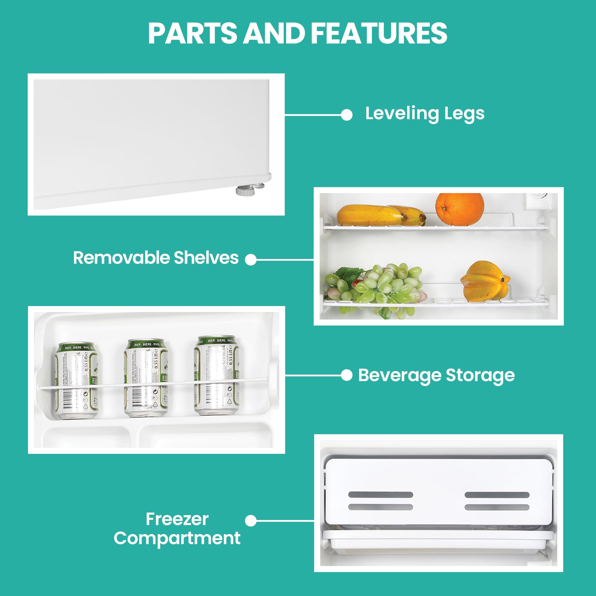Koolatron Refrigerator - Mini Fridge With Freezer For Kitchen, Bedroom, office, Dorms, Cool Storage For Wine, Beverages, Compact Free Standing, Neveras Pequeñpara, 3.2 Cubic Feet Capacity, White