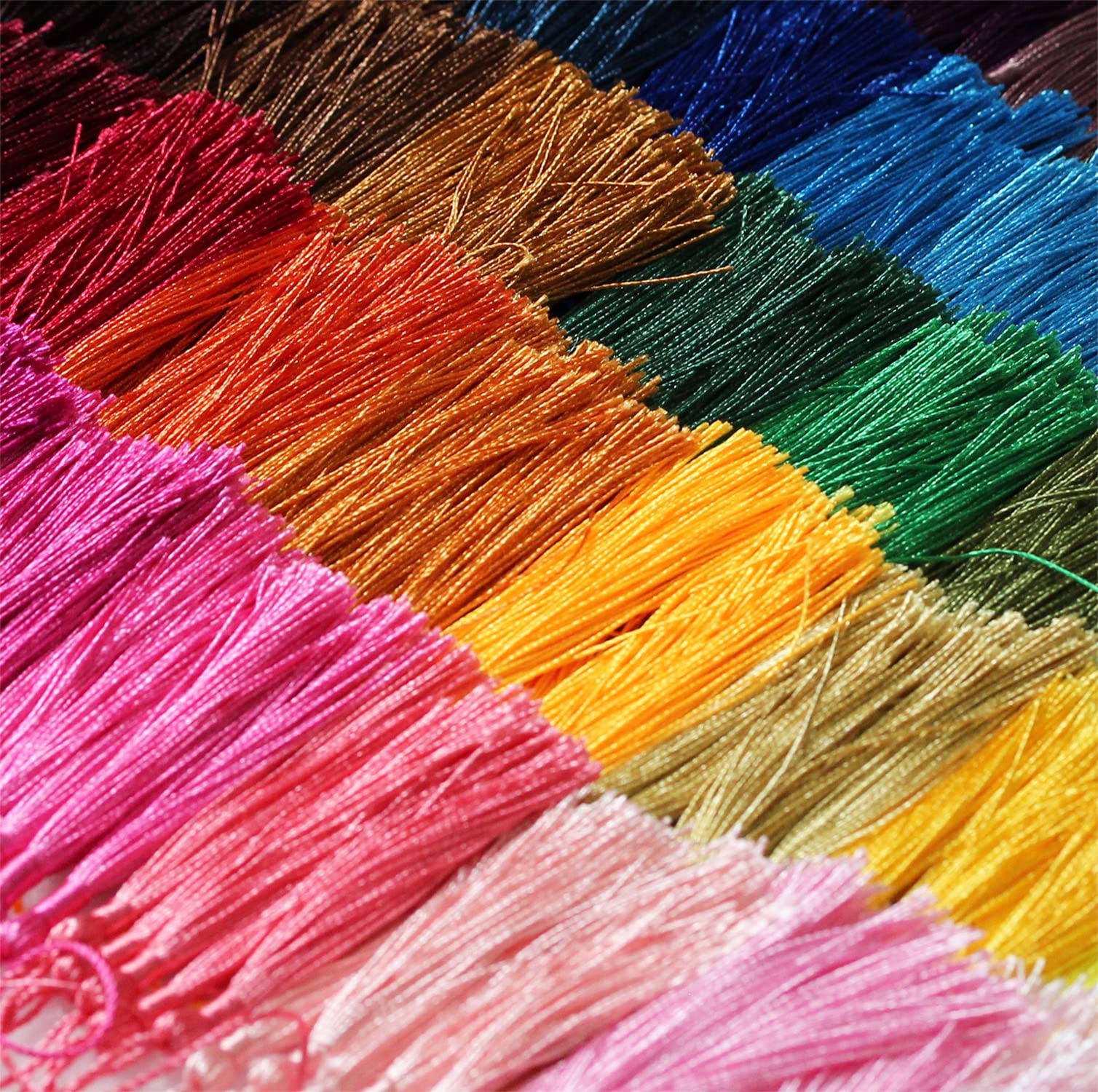 200 Pieces Bookmark Tassels, BetterJonny Handmade Silky Floss Soft Craft Mini Tassels Small Tassels with Loops for Bookmarks DIY Crafts Jewelry Making, 40 Colors