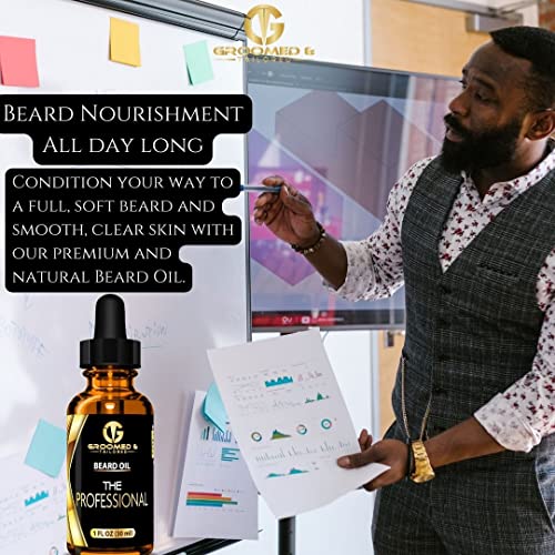 Groomed & Tailored Beard Oil For Men (The Professional) - Premium Beard Oil - For a Softer, Smoother, Moisturized Beard - Made with All-Natural and Organic Ingredients - Leave in Conditioner - Scented Gift for Husband and Dad, Father's Day Gift