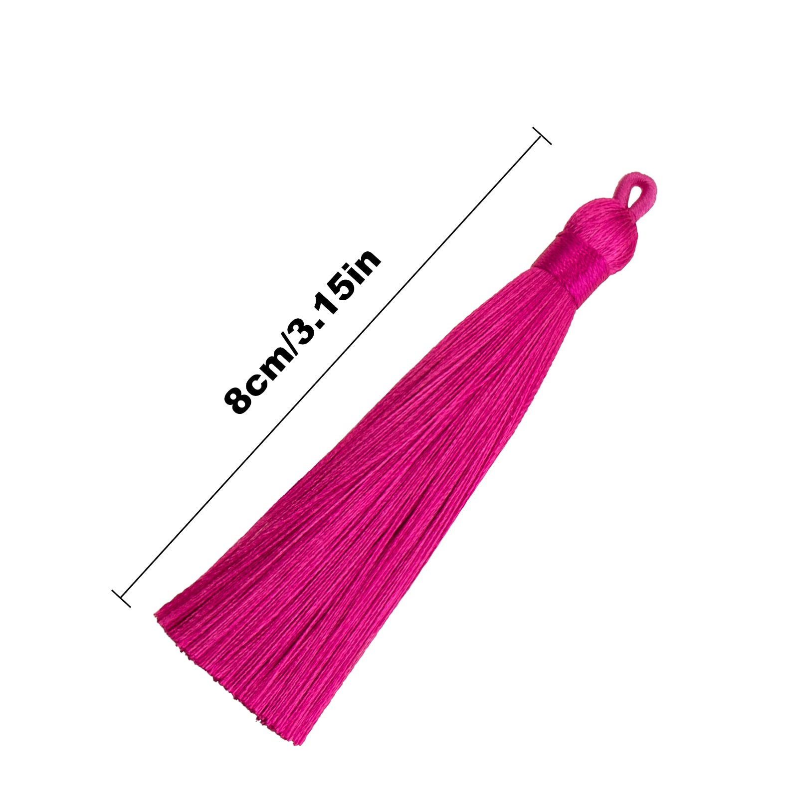 VAPKER 20pcs Deep Pink Tassel Mini Silk Tassels for Craft Jewelry Making Woman, Handmade Soft Ice Silky Tassels with Loops for DIY Projects, Bookmarks(8.5CM/3.5 Inches)