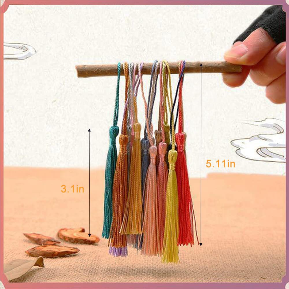 200 Pieces Bookmark Tassels, BetterJonny Handmade Silky Floss Soft Craft Mini Tassels Small Tassels with Loops for Bookmarks DIY Crafts Jewelry Making, 40 Colors