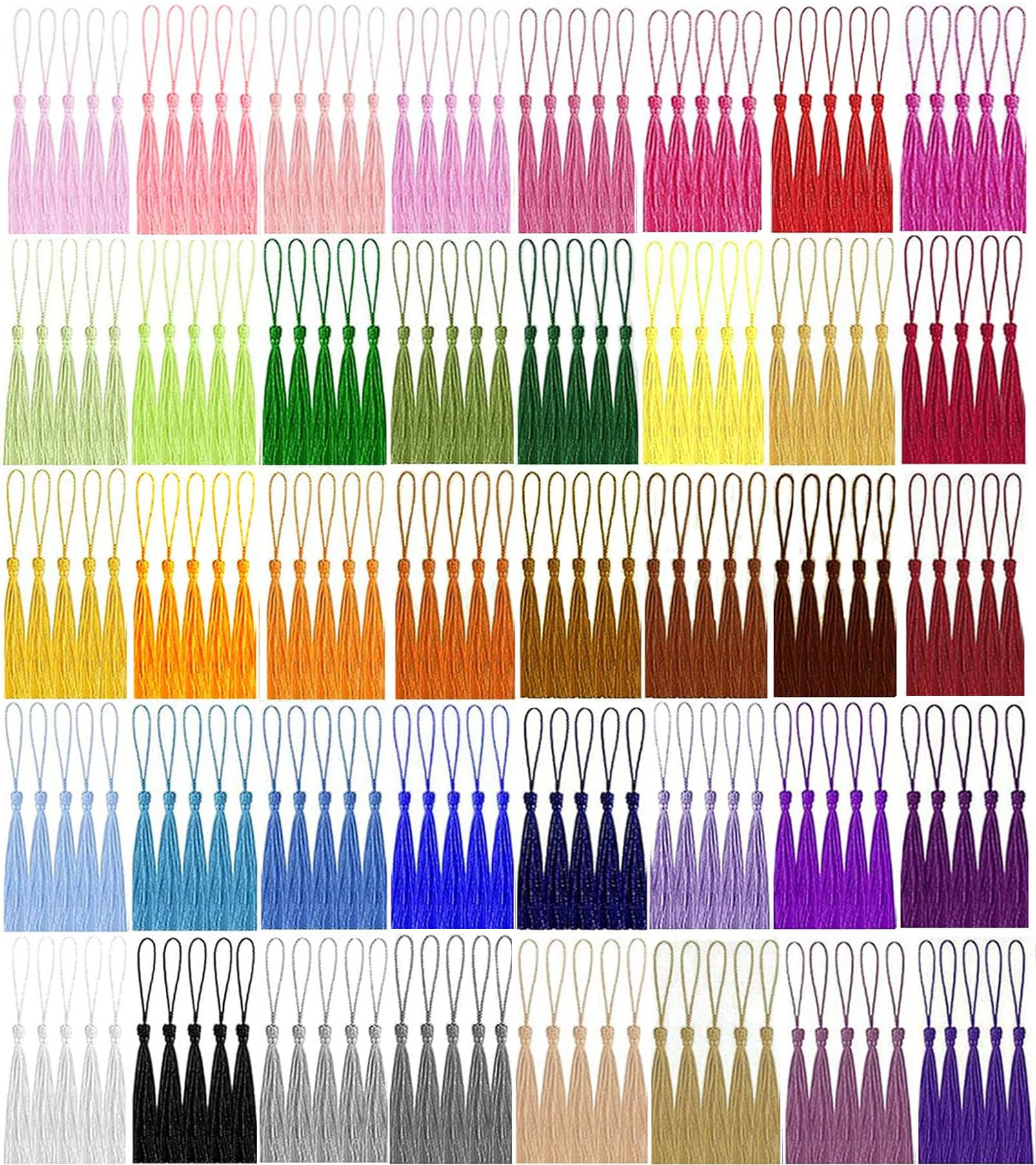 200 Pieces Bookmark Tassels, BetterJonny Handmade Silky Floss Soft Craft Mini Tassels Small Tassels with Loops for Bookmarks DIY Crafts Jewelry Making, 40 Colors