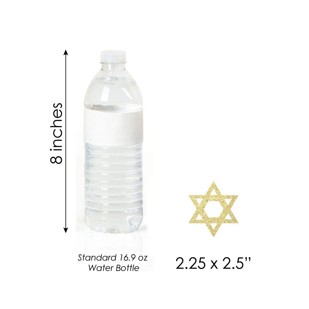Big Dot of Happiness Gold Glitter Star of David - No-Mess Real Gold Glitter Cut-Outs - Hanukkah Confetti - Set of 24