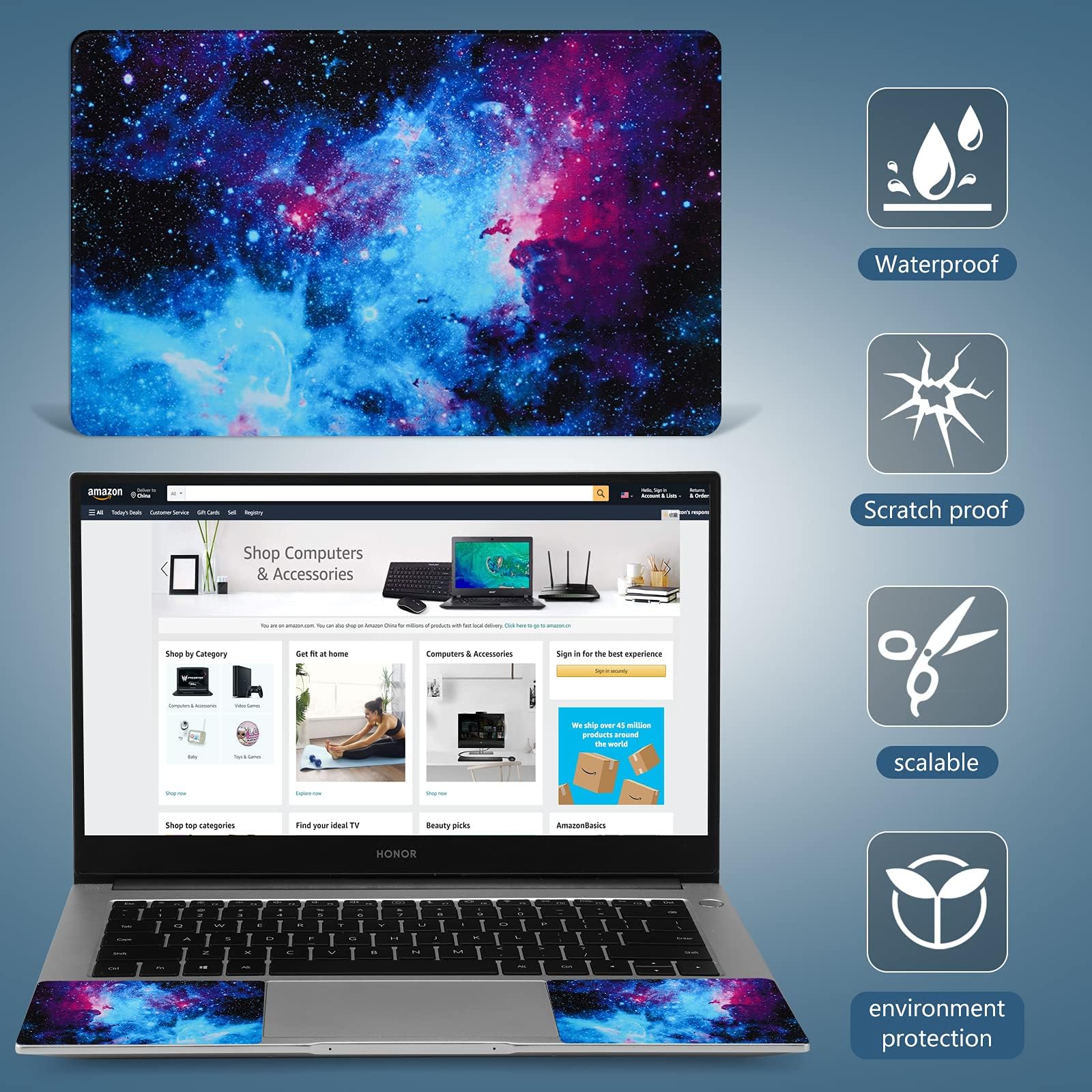 Laptop Notebook Skin Sticker Cover Decal Fits 12 13 13.3 14 15 15.4 15.6 inch Laptop Protector Notebook PC | Easy to Apply, Remove and Change Styles (Galaxy)