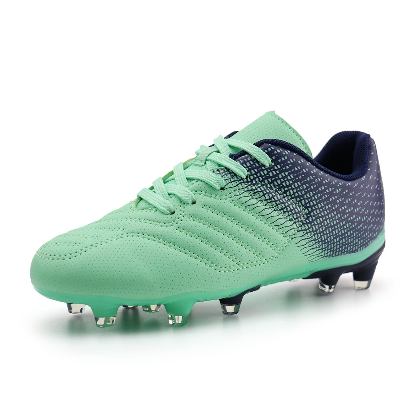 brooman Kids Soccer Cleats Boys Girls Athletic Outdoor Football Shoes (2,Green Navy)