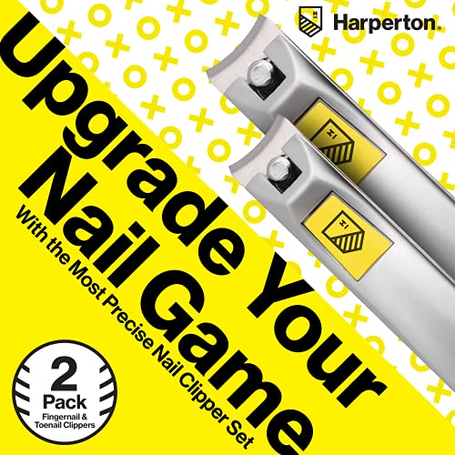 Harperton Nail Clippers Set - 2 Pack Stainless Steel Ingrown Toenail Tool, Professional Fingernail & Toenail Clippers for Thick Nails…