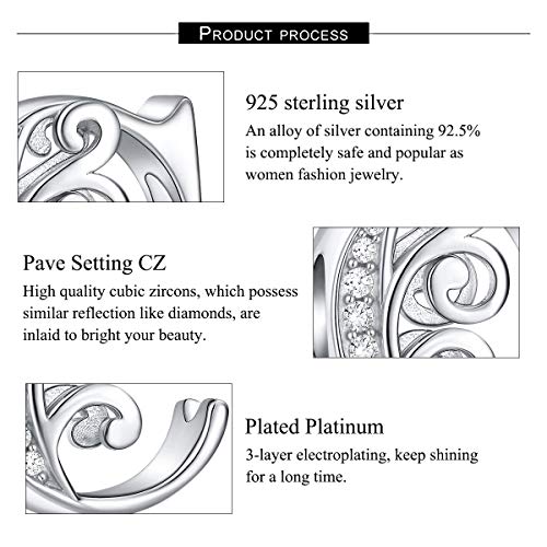 FOREVER QUEEN Initial C Charms 925 Sterling Silver Letter A-Z Charms for Snake Chain Bracelet Necklace Alphabet Beads