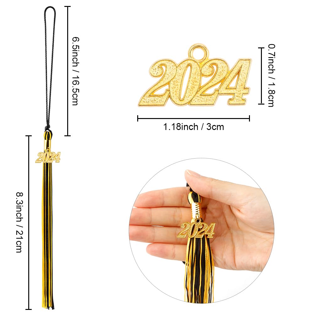 2024 Graduation Tassel, Tassel for Graduation Cap 2024, Graduation Cap Decorations, Charm Graduation Party Decorations 2024 Grad Cap Decorations for Graduation Gifts 2024 High School Black Gold
