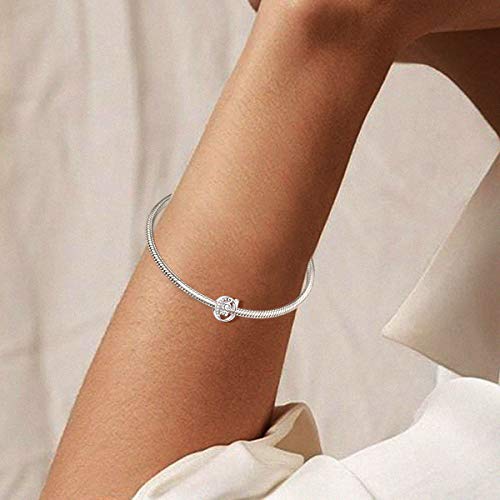 FOREVER QUEEN Initial C Charms 925 Sterling Silver Letter A-Z Charms for Snake Chain Bracelet Necklace Alphabet Beads