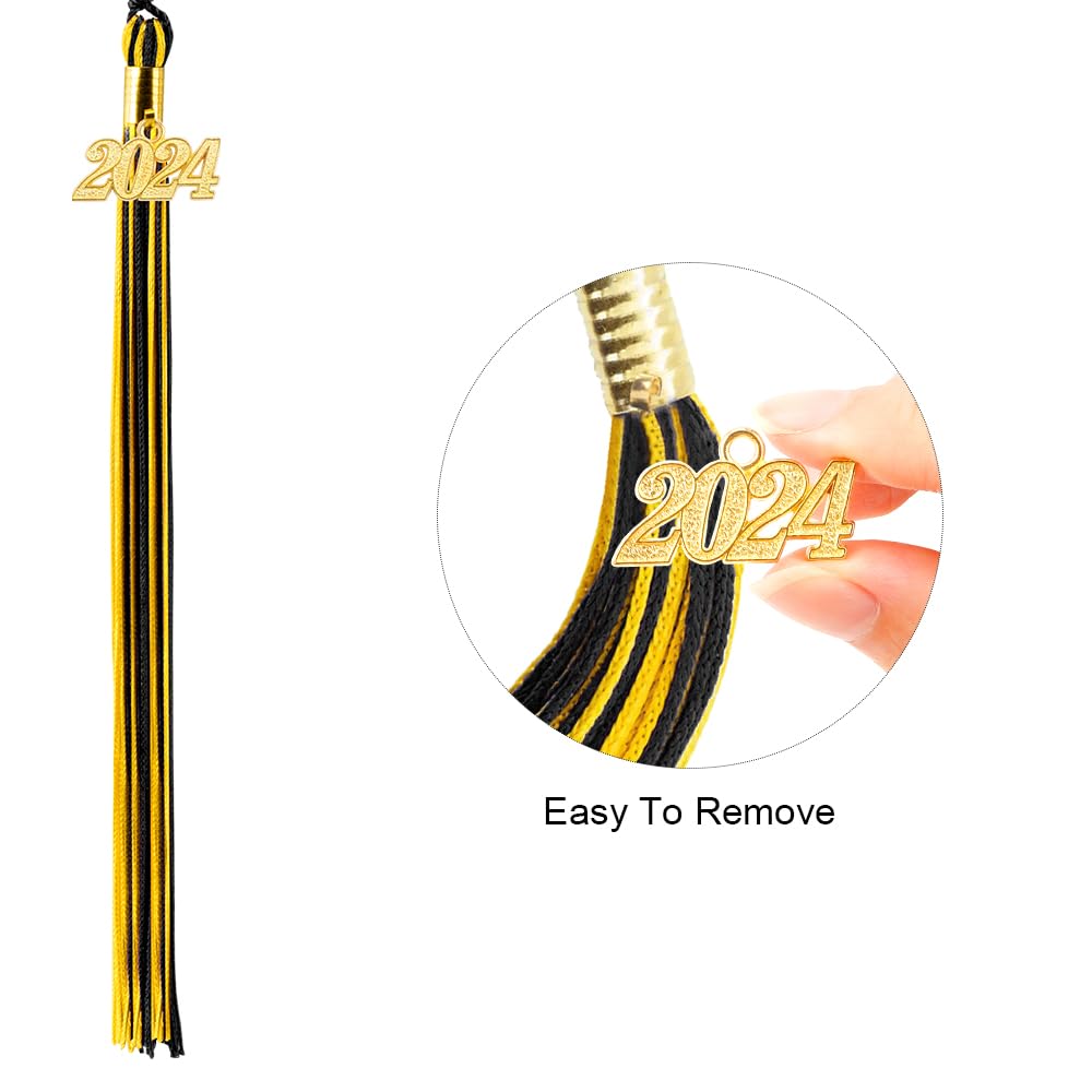 2024 Graduation Tassel, Tassel for Graduation Cap 2024, Graduation Cap Decorations, Charm Graduation Party Decorations 2024 Grad Cap Decorations for Graduation Gifts 2024 High School Black Gold