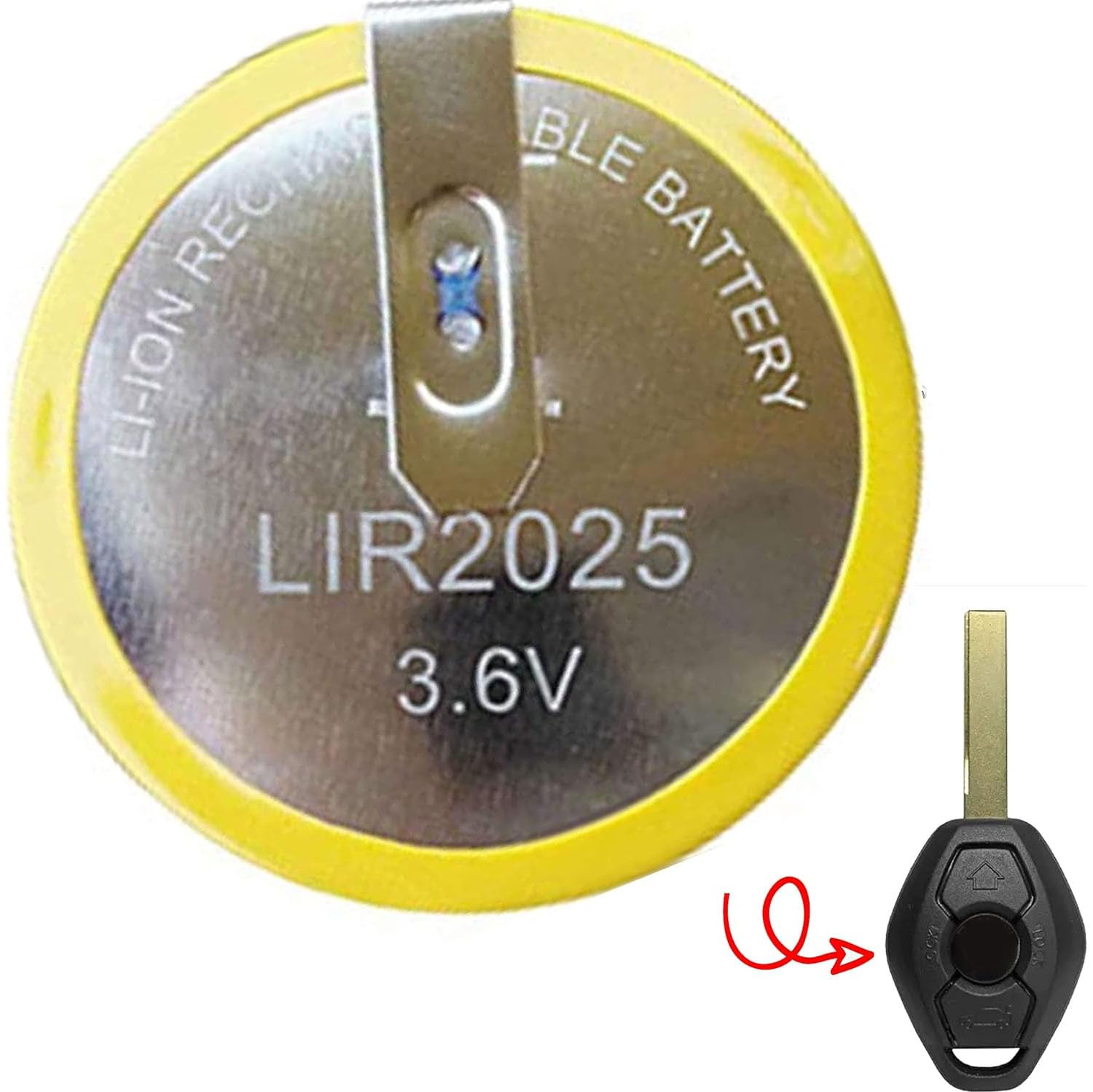 for 1996-2012 Remote Key FOB Battery LIR2025 (90 Degrees) Compatible with BMW Remote Case Shell fits 3 5 7 Series, M3 M5 M6 Z3 Z4 Z8 X3 E63 E38 E83 E53 E36 E85 (LX8FZV LX8 FZV) β with Instructions